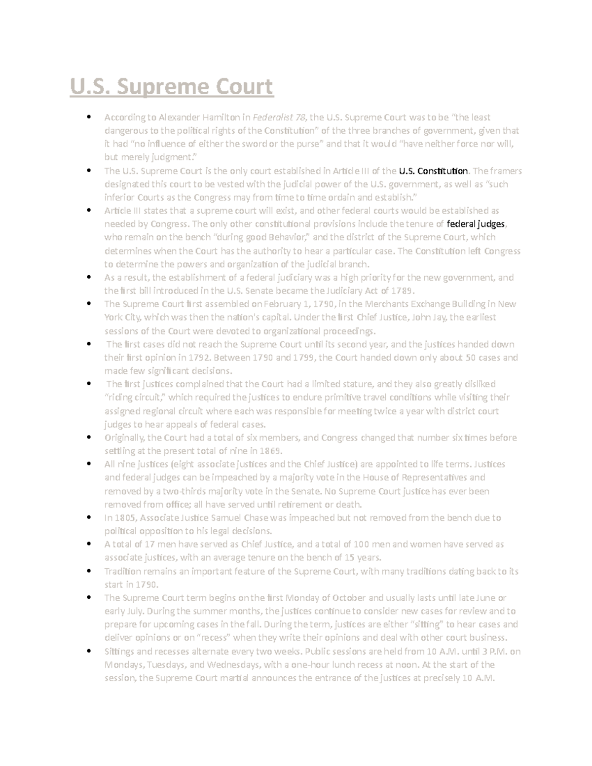 U.S. Supreme Court week 3 notes - U. Supreme Court According to ...
