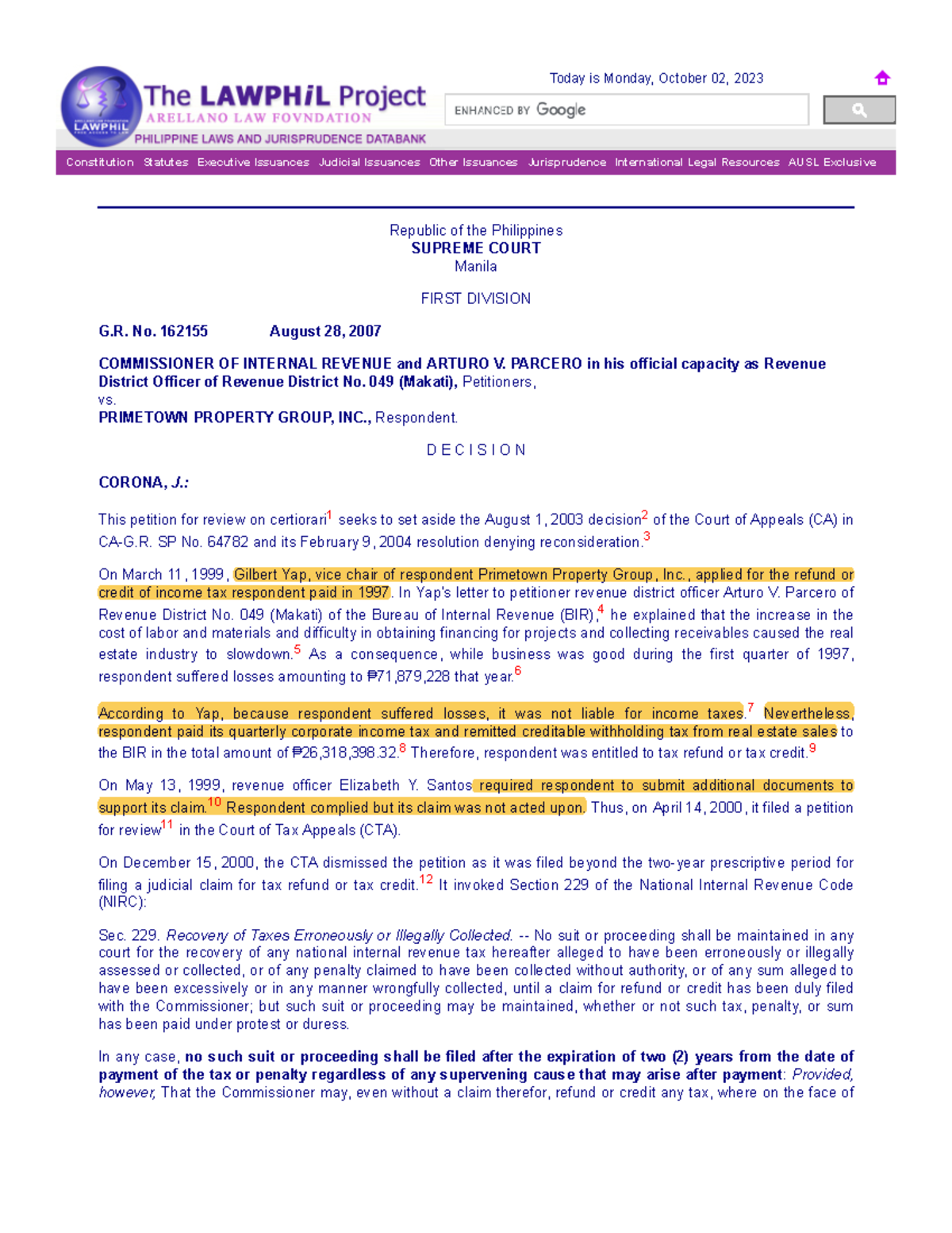 Cir v primetown - hdhdd ddndd ddd - Constitution Statutes Executive ...