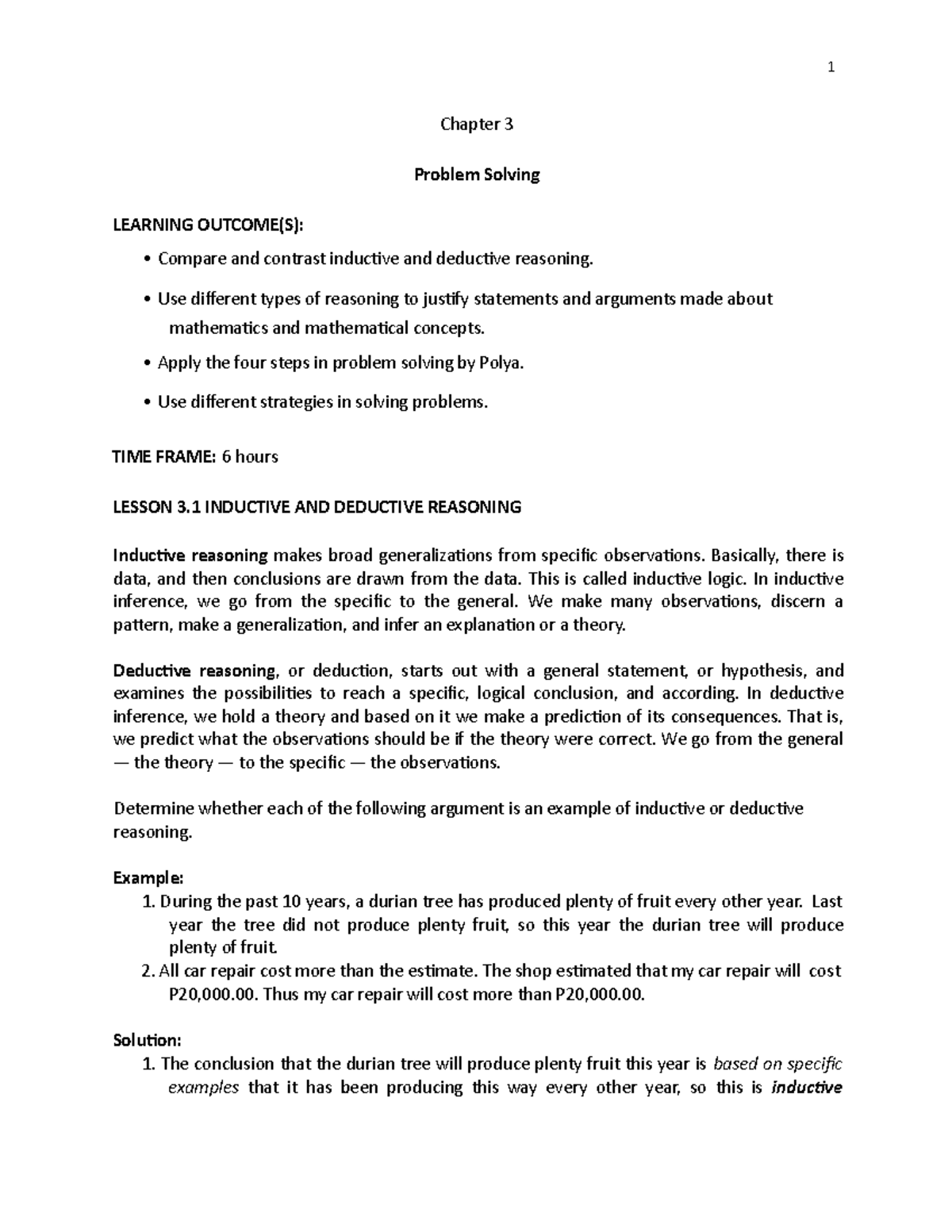 Chapter-3 Problem Solving - 1 Chapter 3 Problem Solving LEARNING ...