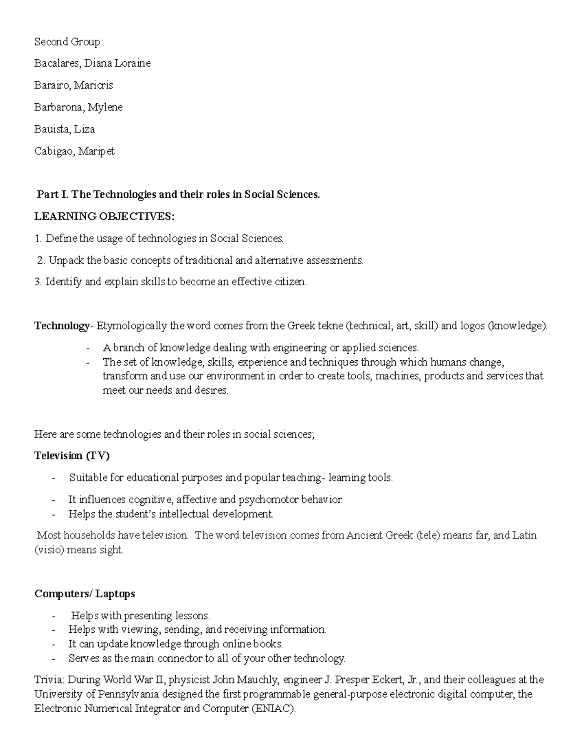 The Technologies and Their Role in Social Sciences Explanation - Second ...