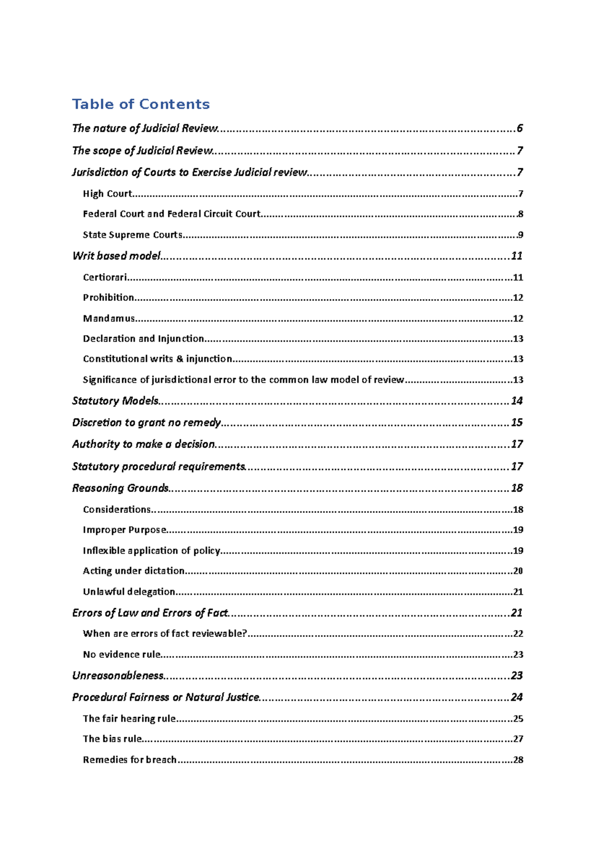 Admin-Notes - Tutor: tarisa - Table of Contents The nature of Judicial ...