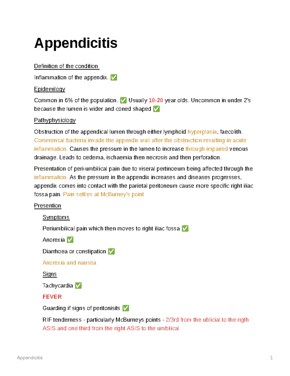 Appendicitis - Epidemilogy Common in 6% of the population. Usually 10 ...