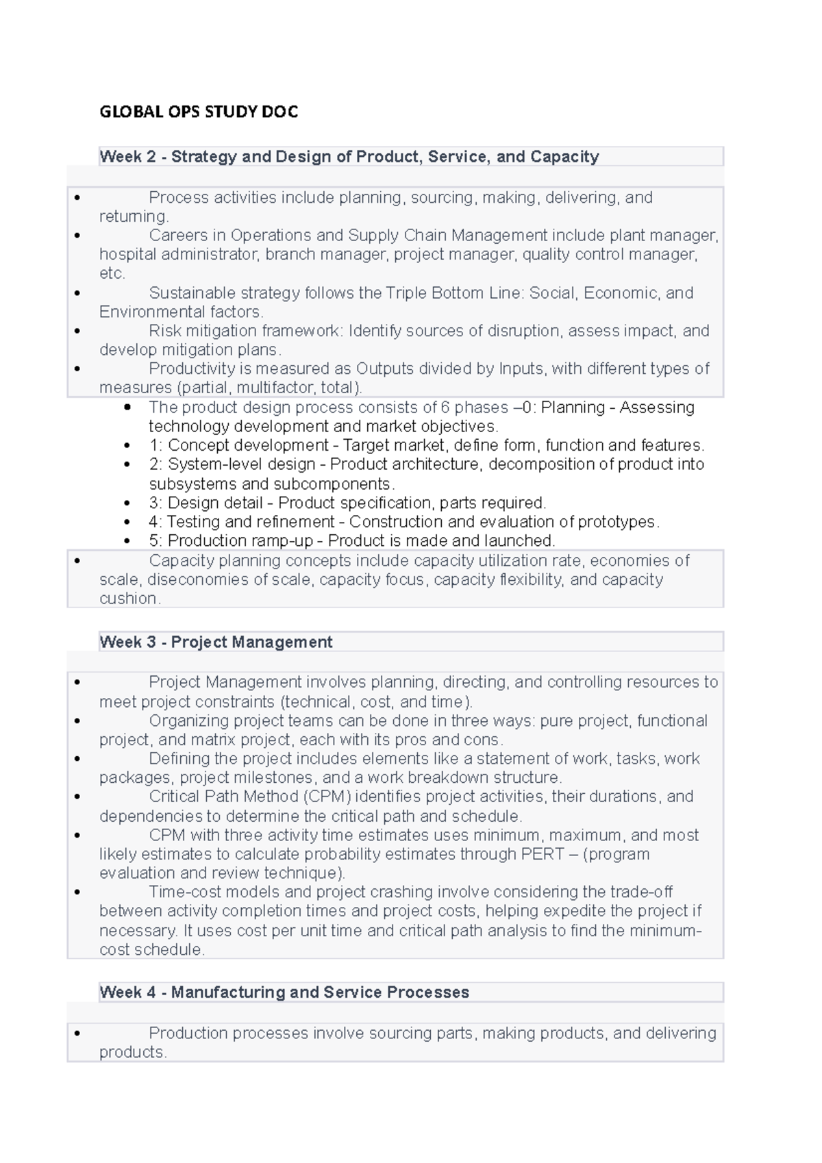 Global OPS Study DOC - Summarised notes from all lectures. - GLOBAL OPS ...