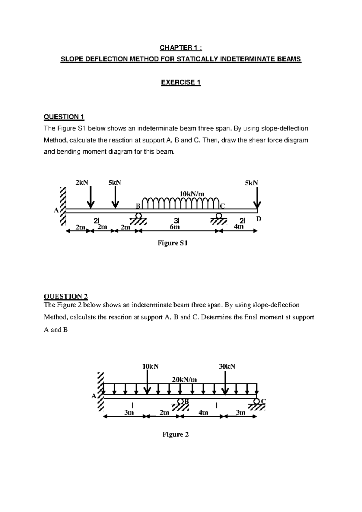 DCC40163 - Exercise Chapter 1 (Slope Deflection Method-BEAM) - CHAPTER ...