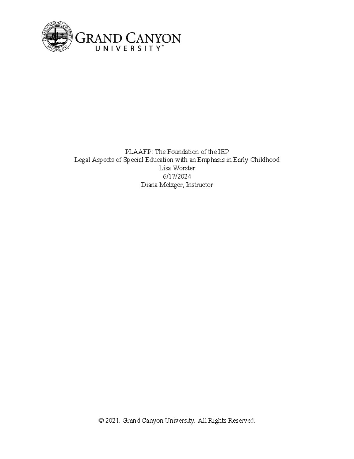 WK4ECS 220 T4 T5 RS IEP - finish worksheet - PLAAFP: The Foundation of ...