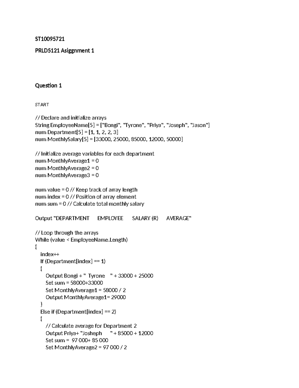 PRLD5121 assignment - you can use to study - ST PRLD5121 Asiggnment 1 Question 1 START ...