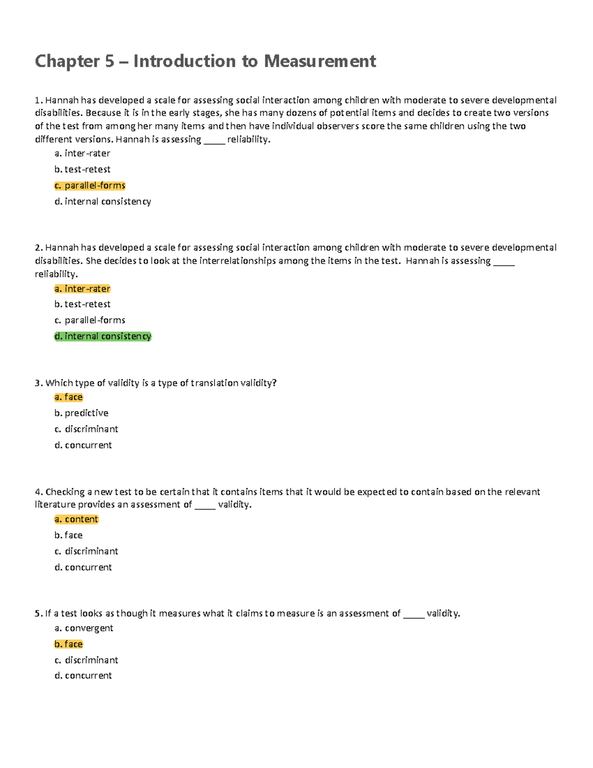 Chapter 5 Introduction to Measurement - Chapter 5 – Introduction to ...