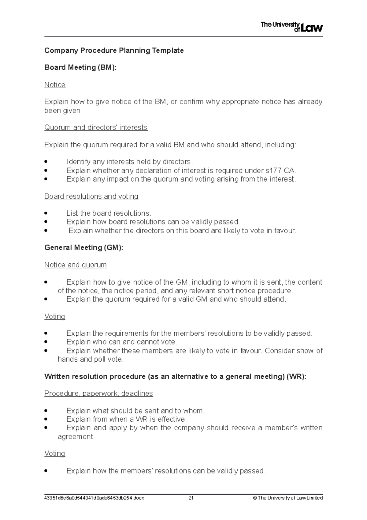 Procedure Planning Template - Company Procedure Planning Template Board ...