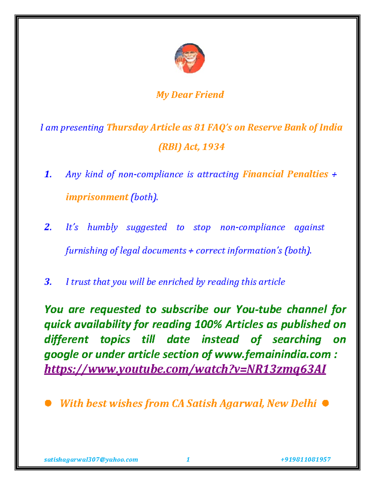 81 FAQ on RBI Act, 1934 - My Dear Friend I am presenting Thursday ... 81 FAQ on RBI Act, 1934 - My Dear Friend I am presenting Thursday ...