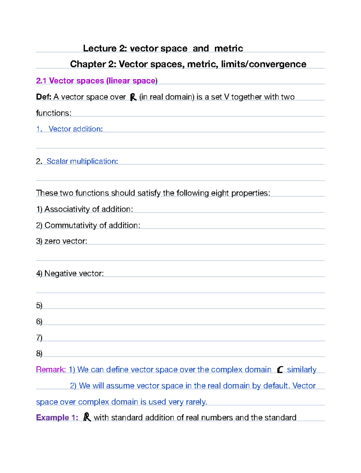 MATH3332 Lecture 2 class - Lecture 2: vector space and metric Chapter 2 ...