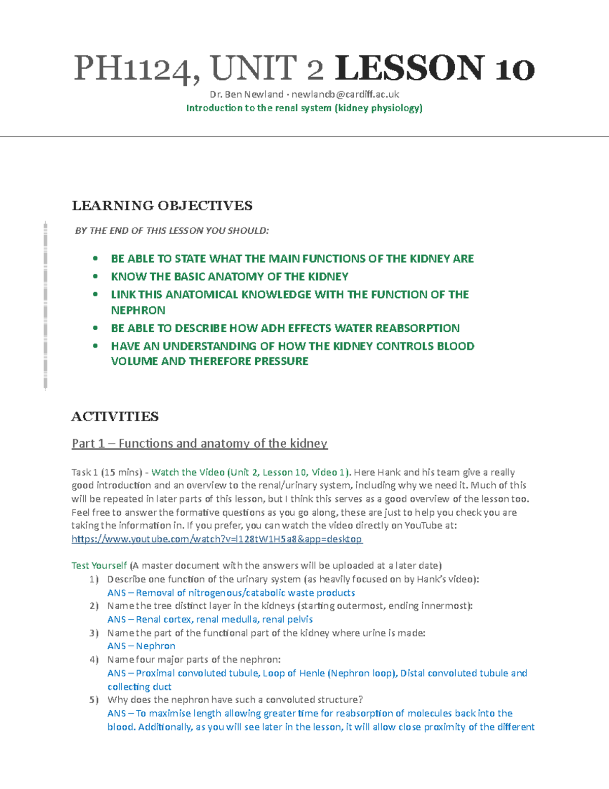 1124 Unit 2 - Lesson 10 with answers - PH1124, UNIT 2 LESSON 10 Dr. Ben ...