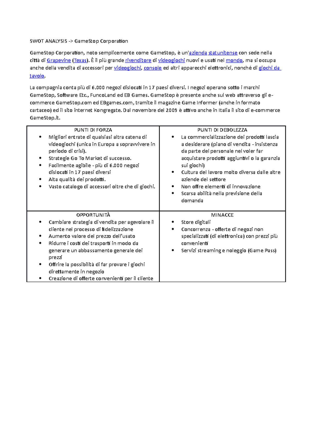 SWOT Analysis Gamestop - SWOT ANALYSIS -> GameStop Corporation GameStop ...