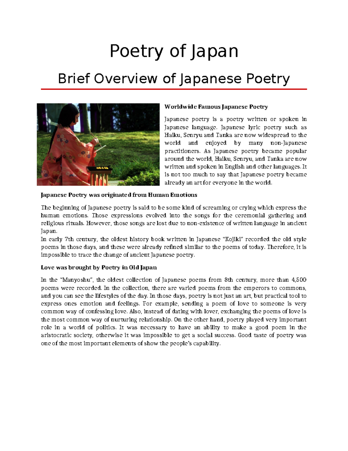 2 Poetry of Japan Haiku - World Literature - Poetry of Japan Brief ...