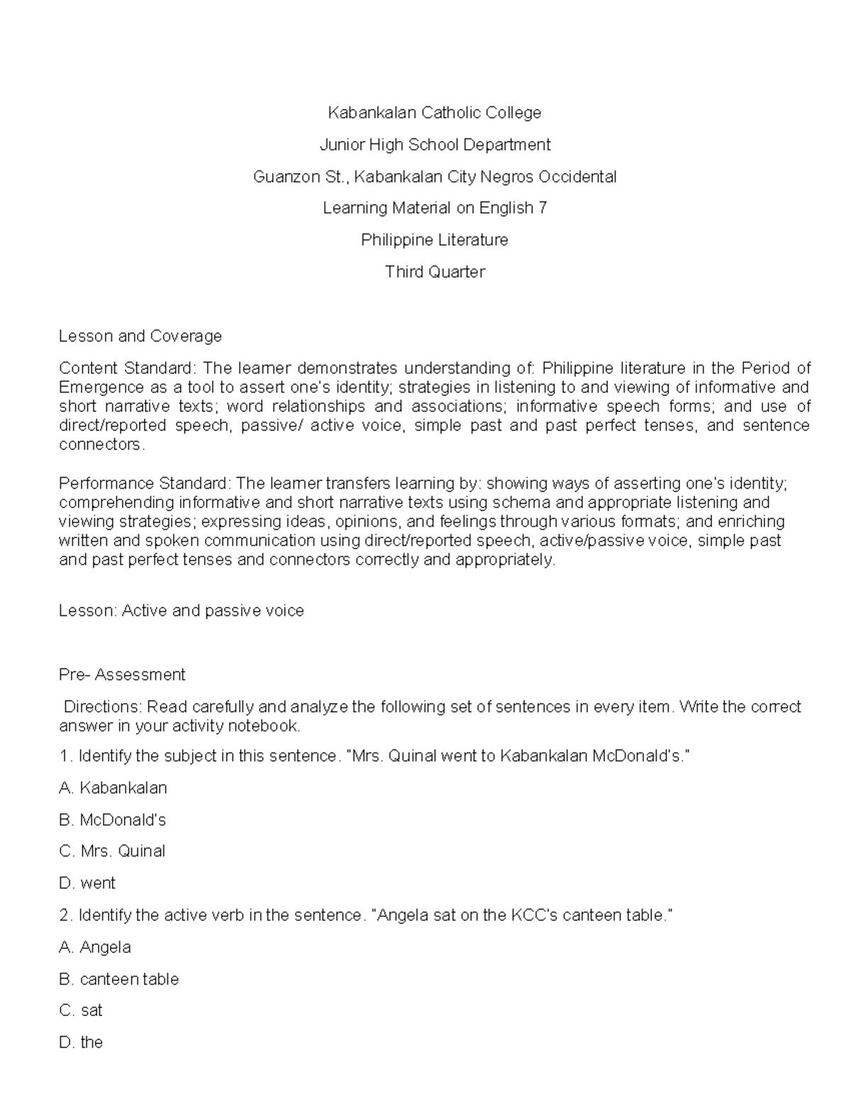 Eljean-Learning-module-el-105-Auto Recovered - Kabankalan Catholic College Junior High School ...