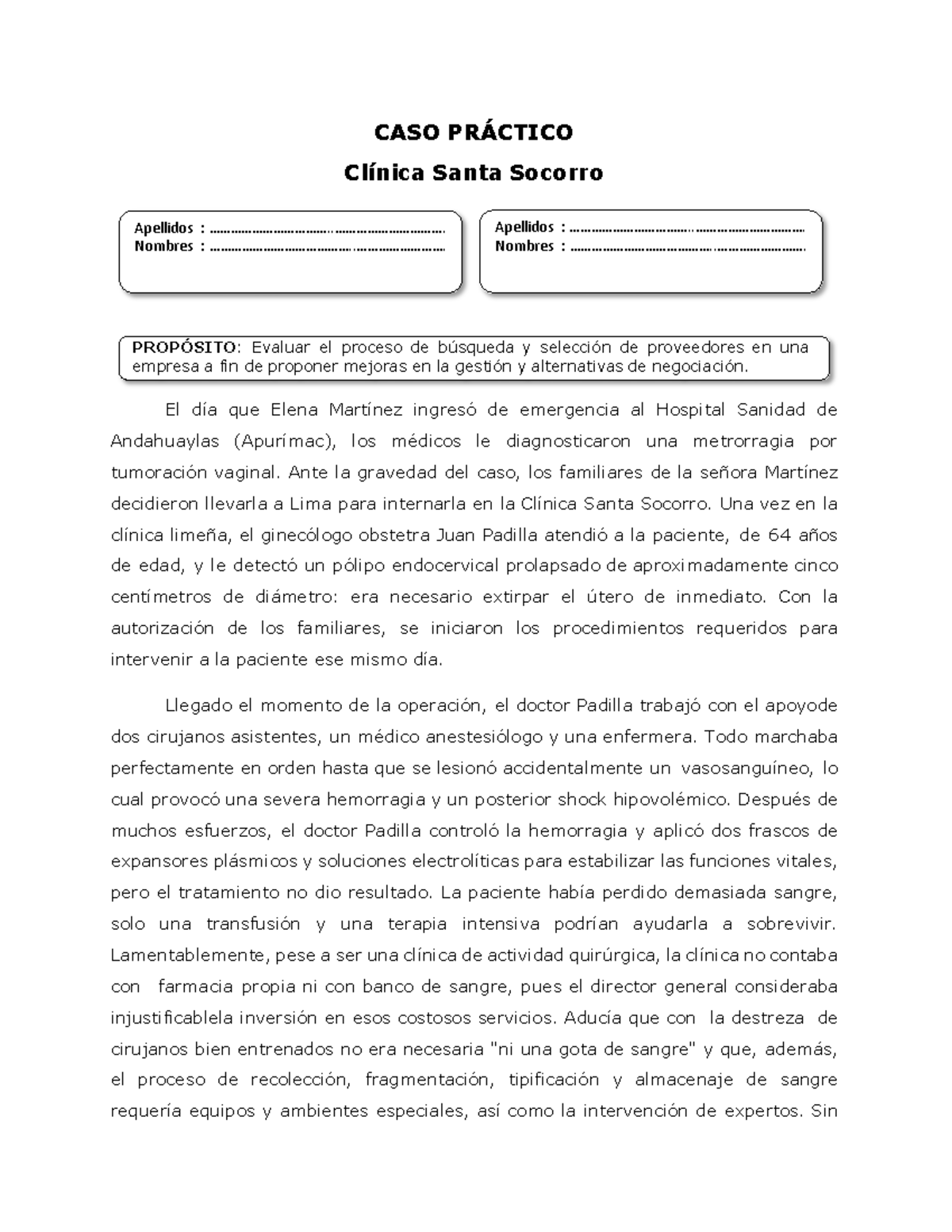CASO Práctico Clínica Santa Socorro - CASO PRÁCTICO Clínica Santa ...