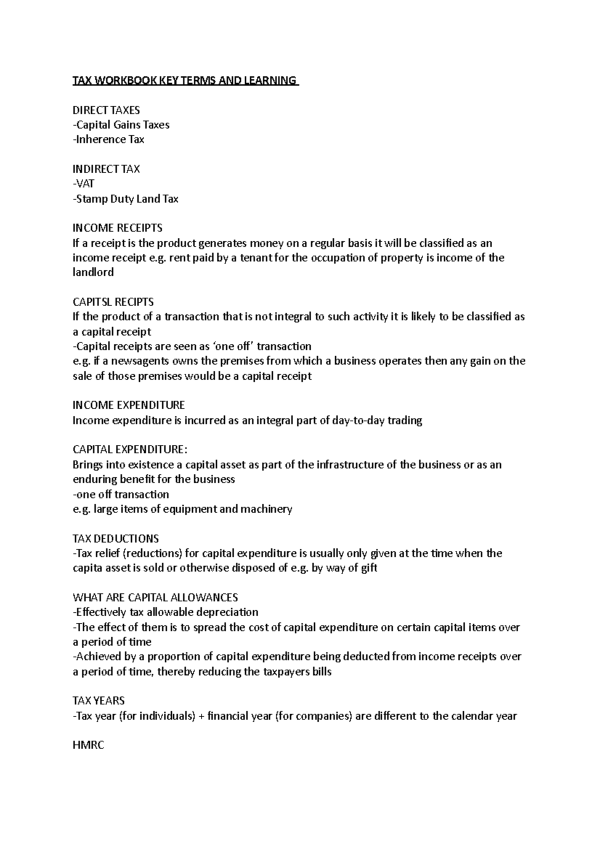 TAX Workbook KEY Terms AND Learning - TAX WORKBOOK KEY TERMS AND ...