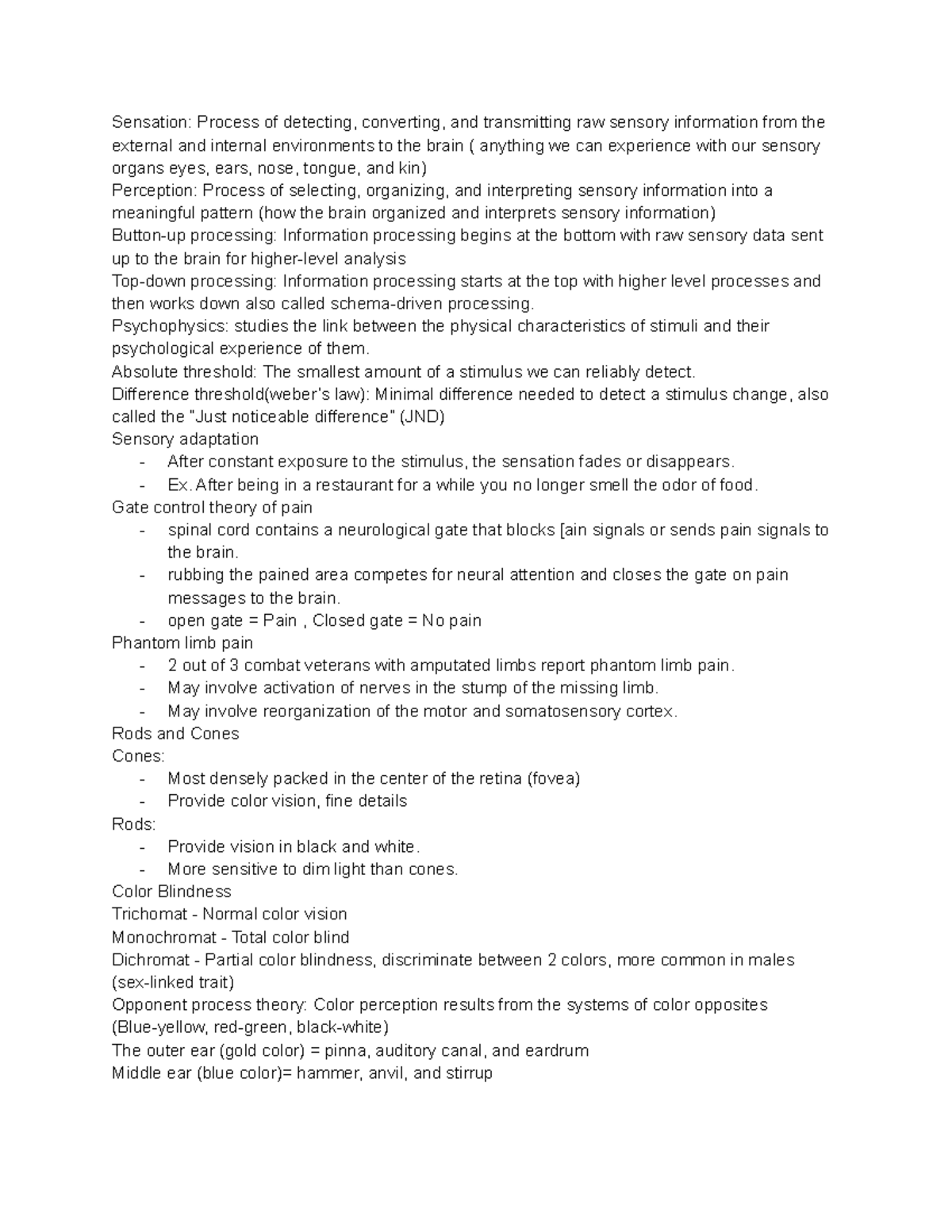 Chapter 4 Sensation And Perception Sensation Process Of Detecting