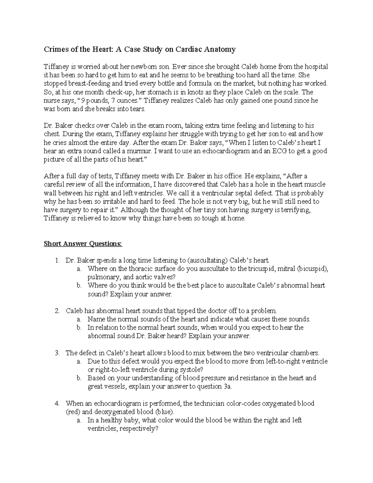 Ch 18 casestudy with worksheet - Crimes of the Heart: A Case Study on ...