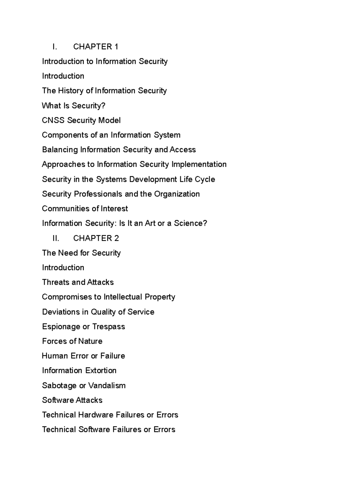 Chapter 1 - information security - I. CHAPTER 1 Introduction to ...