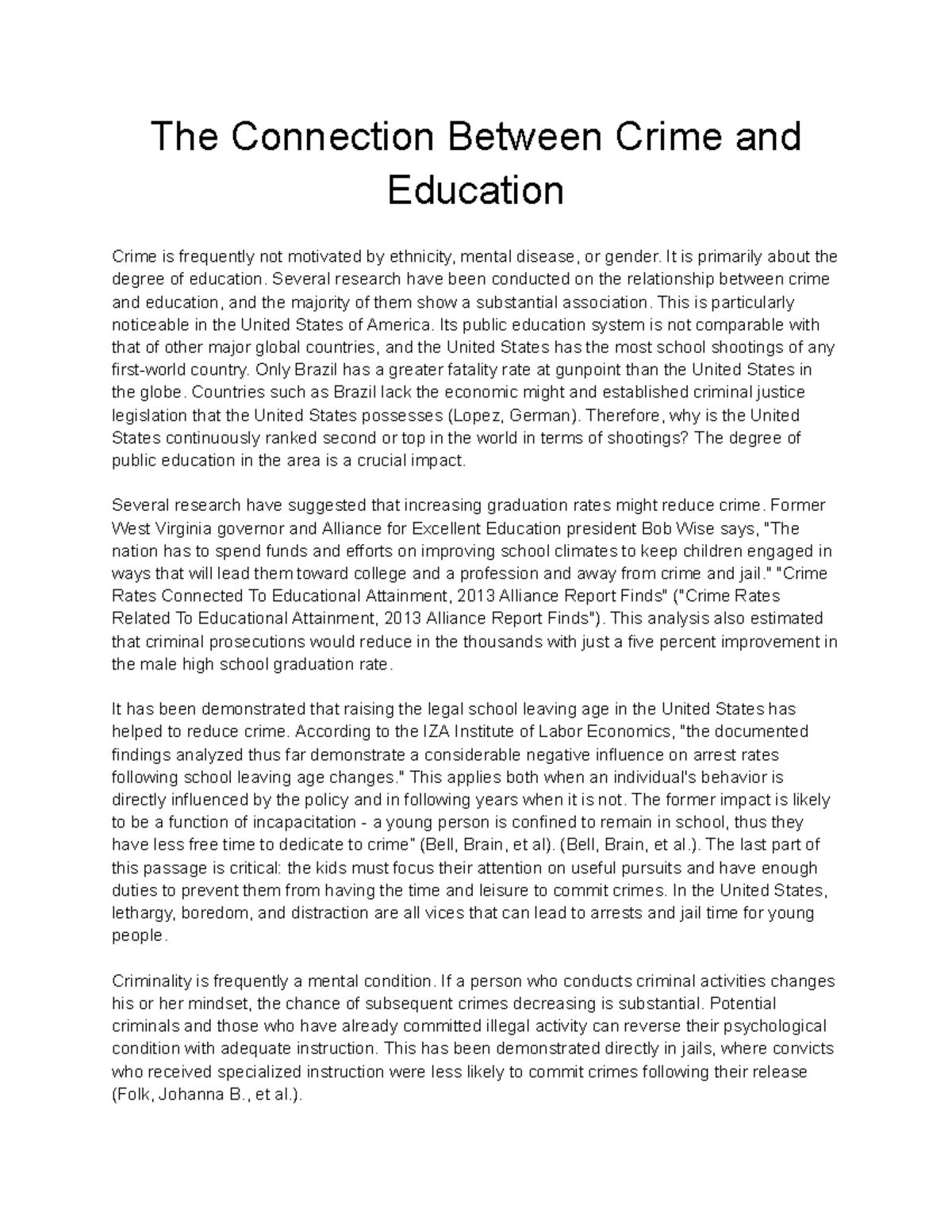The Connection Between Crime and Education - The Connection Between ...