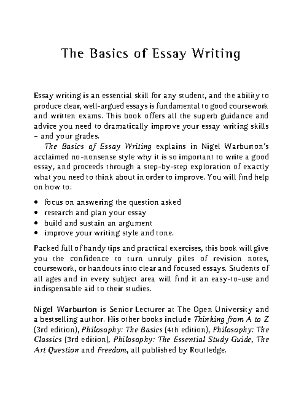 The+Basics+of+Essay+Writing - The Basics of Essay Writing Essay writing ...