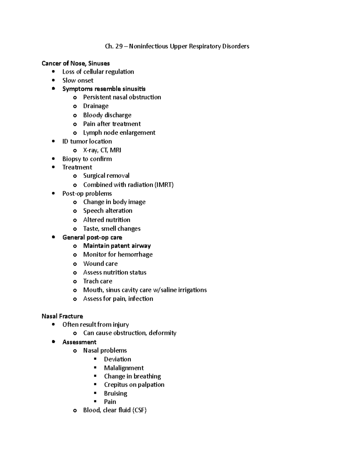 Ch 29 - Lecture notes ch 29 - Ch. 29 – Noninfectious Upper Respiratory ...