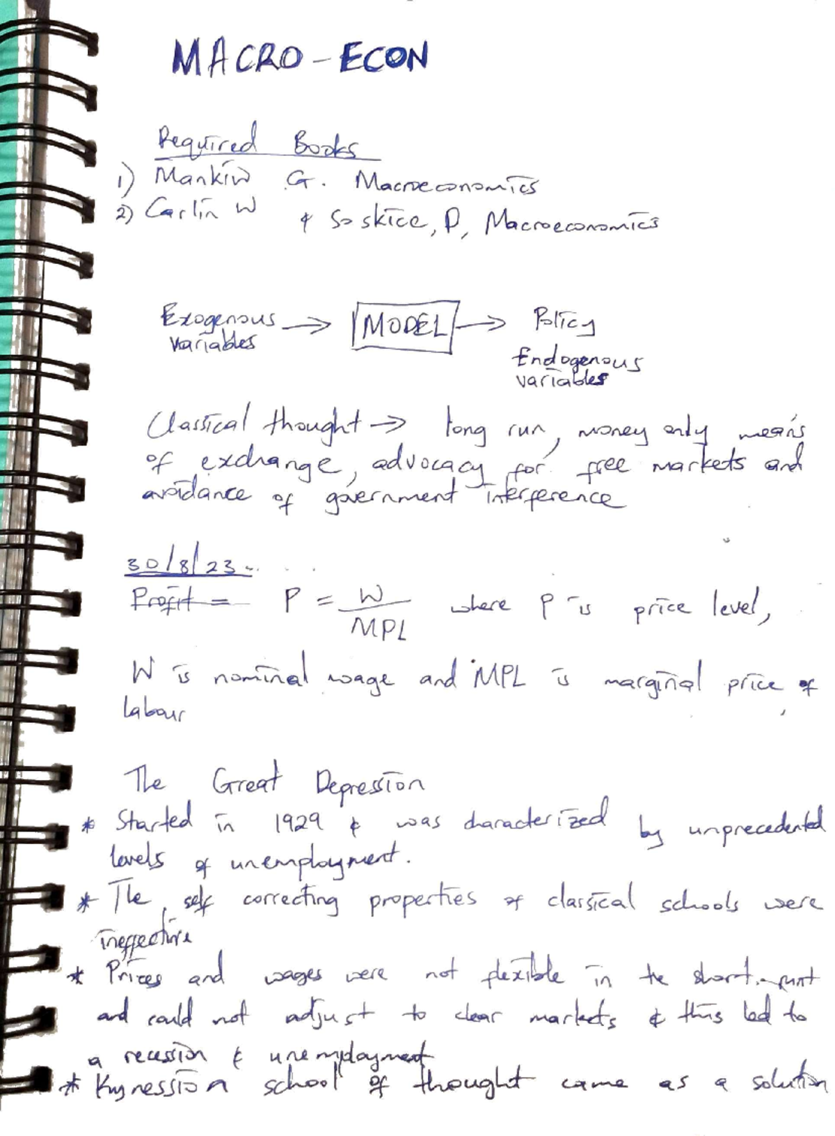 Macro Econ Notes till Mid-Sem - Macroeconomic Theory I - Studocu