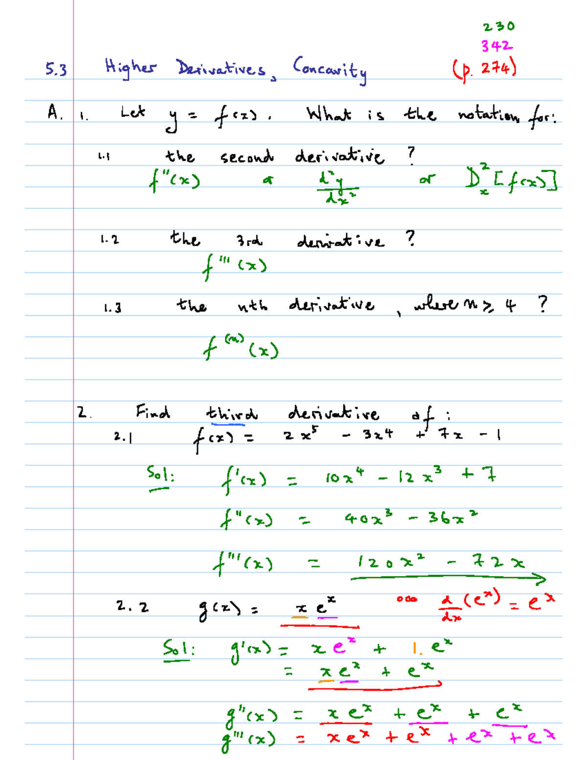 19 5.3 Higher Derivatives, Concavity - MATH150 - Studocu