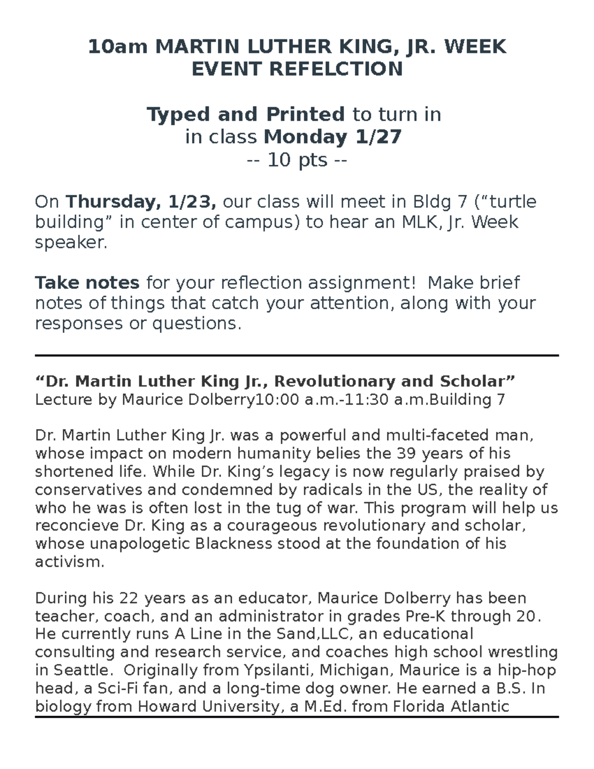 10am MLK Week Event Reflection Assignment - CMST& 101 - Studocu