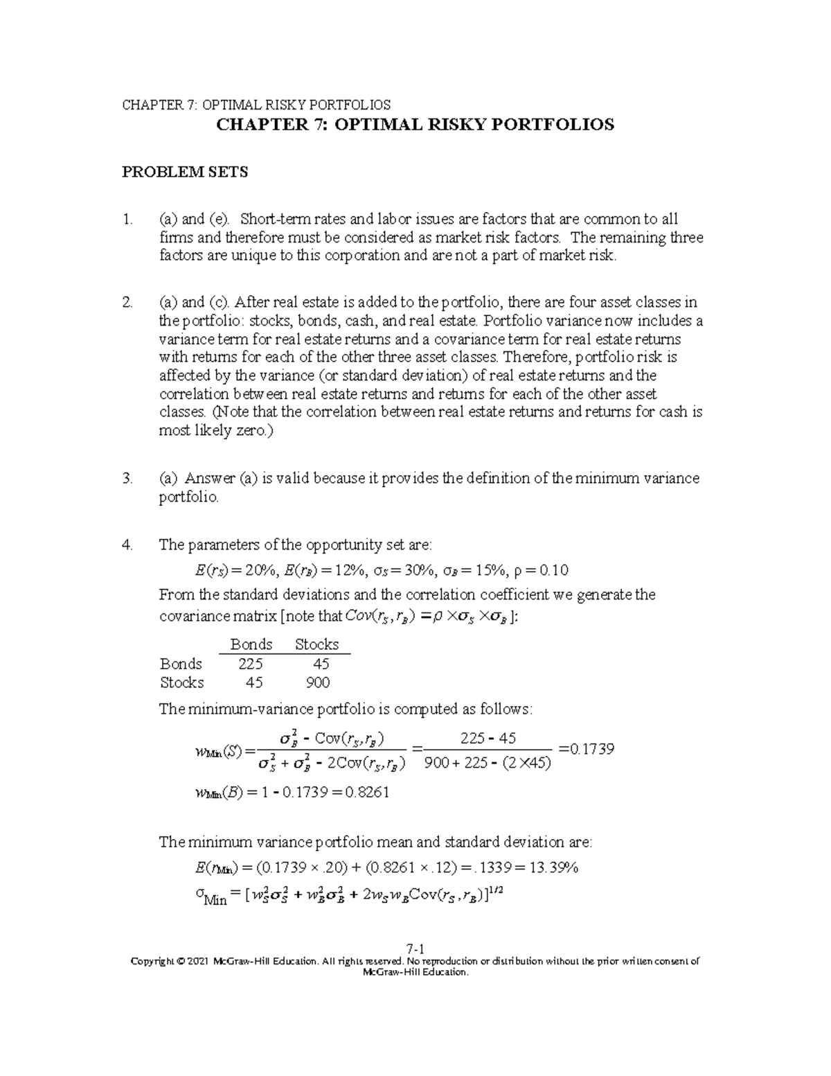 Chapter 7 - Solución Ejercicios libro - CHAPTER 7: OPTIMAL RISKY ...