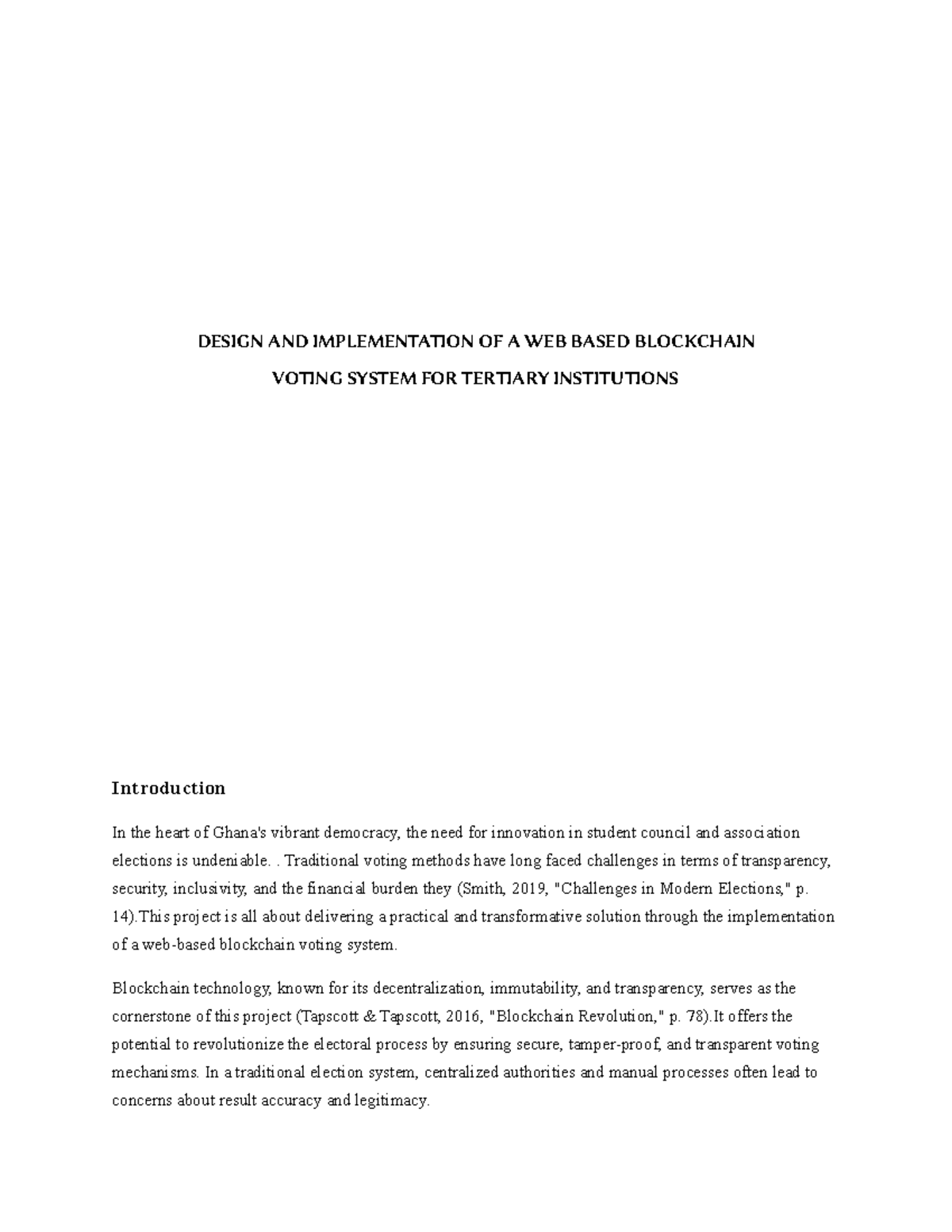 Project - DESIGN AND IMPLEMENTATION OF A WEB BASED BLOCKCHAIN VOTING ...