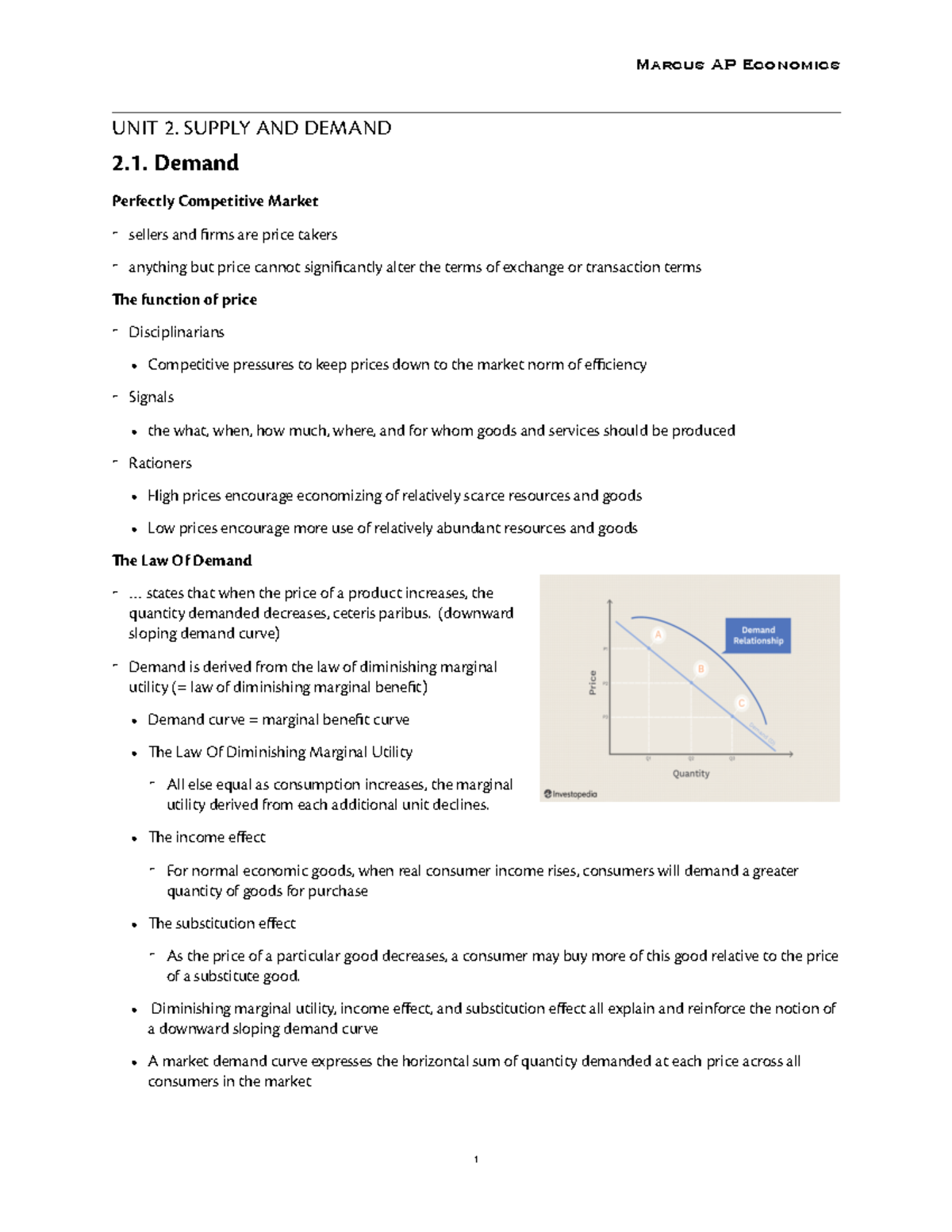 Pdf 02-1.Supply and Demand - UNIT 2. SUPPLY AND DEMAND 2. Demand ...