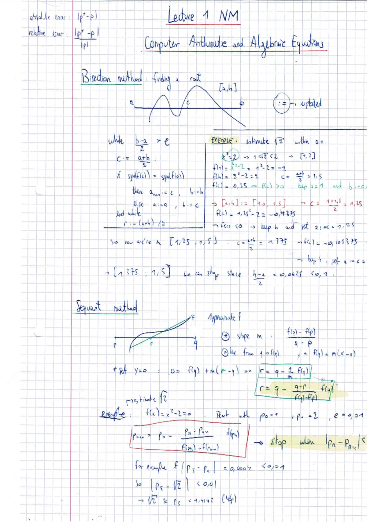 NM summary - lecture notes - Numerical Mathematics - Studeersnel