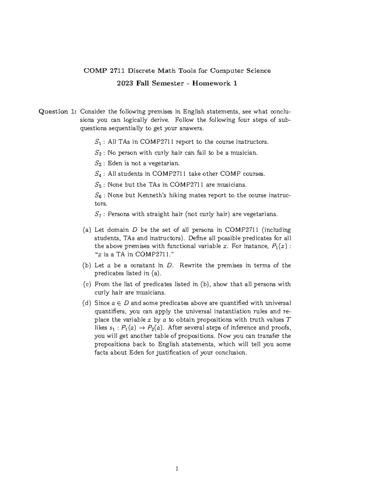 HW1 - hm1 - COMP 2711 Discrete Math Tools for Computer Science 2023 Fall Semester - Homework 1 ...