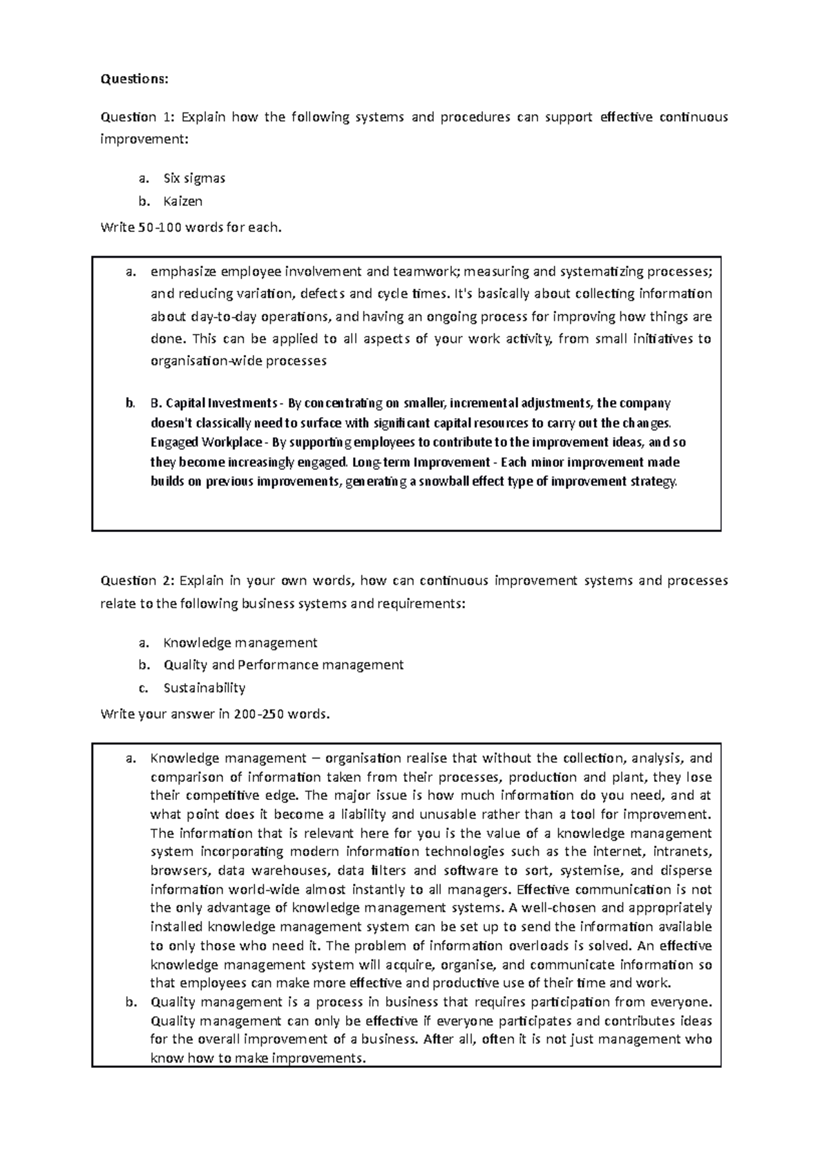 BSBMGT516 Unit Assessment - Questions: Question 1: Explain how the ...