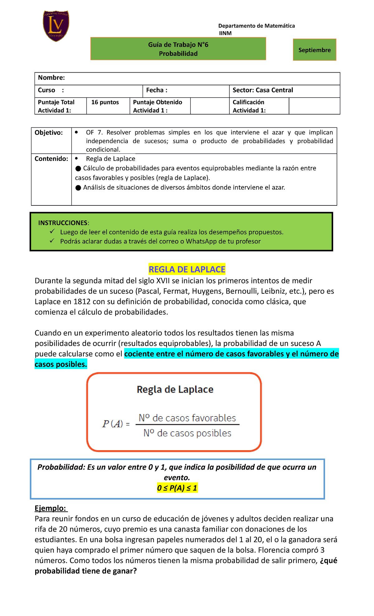 Matematicas IINM - MATEMATICA BASICA - ####### IINM Nombre: Curso ...