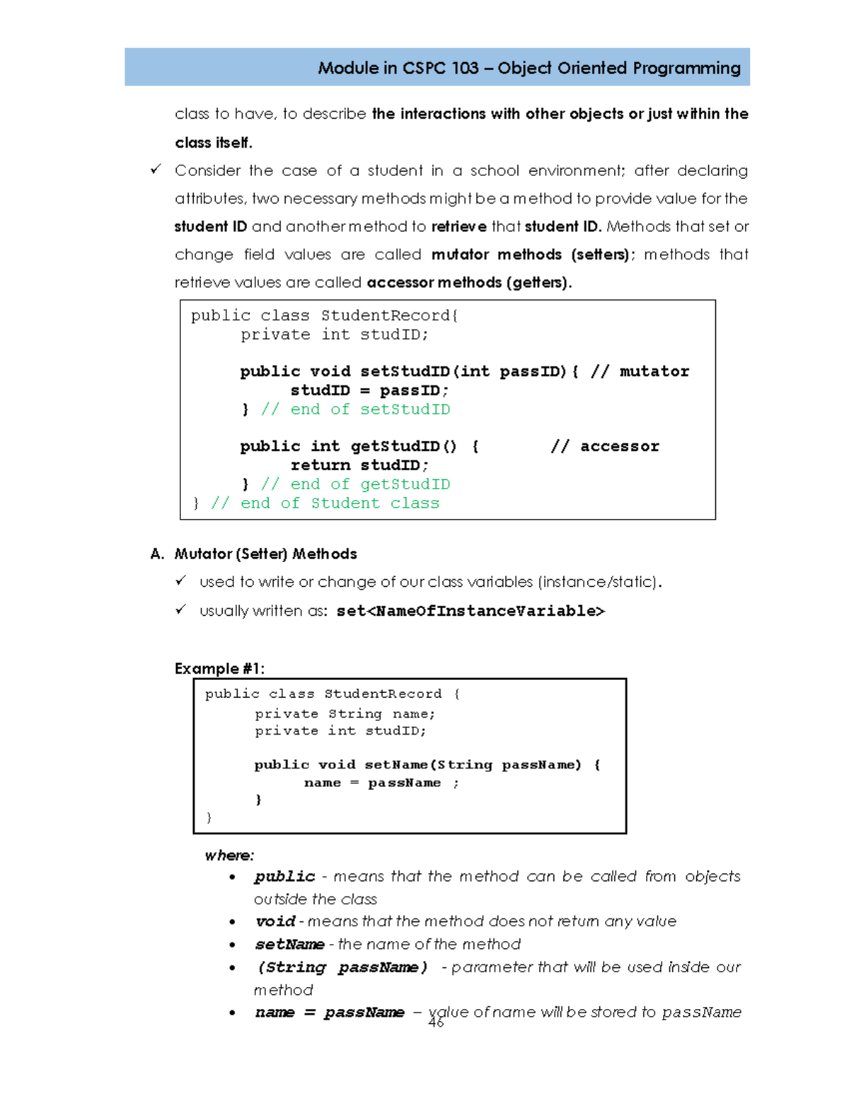 Lesson 4 - class to have, to describe the interactions with other ...