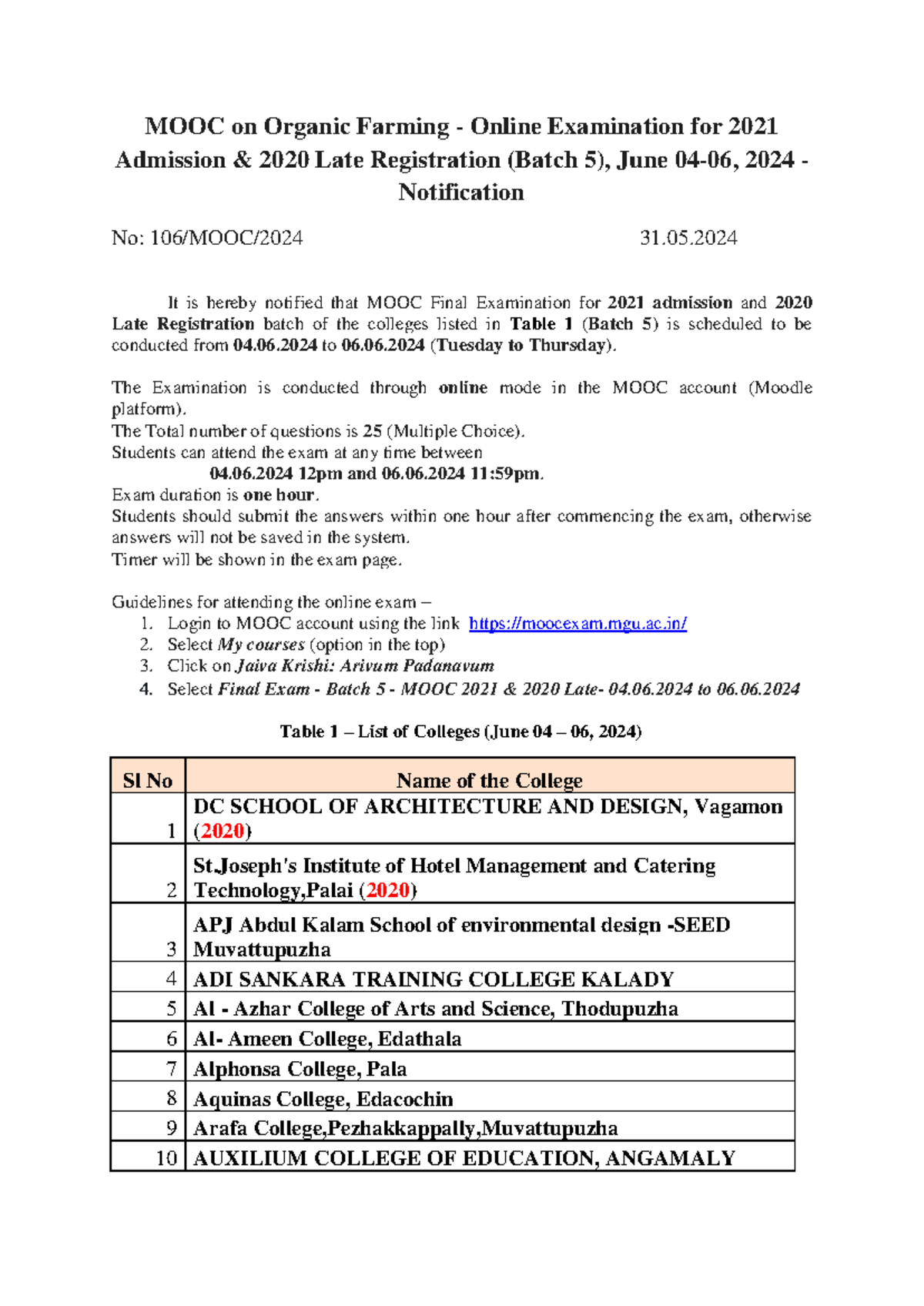 MOOC on OF - Online Test for 2021 Admission Batch 5 June 2024 - MOOC on ...