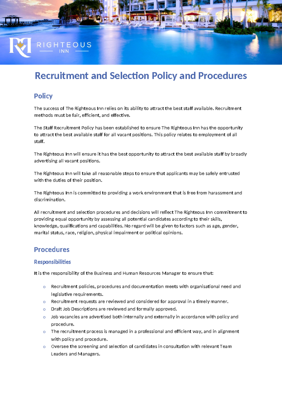 Righteous Inn - Recruitment and Selection Policy and Procedures ...