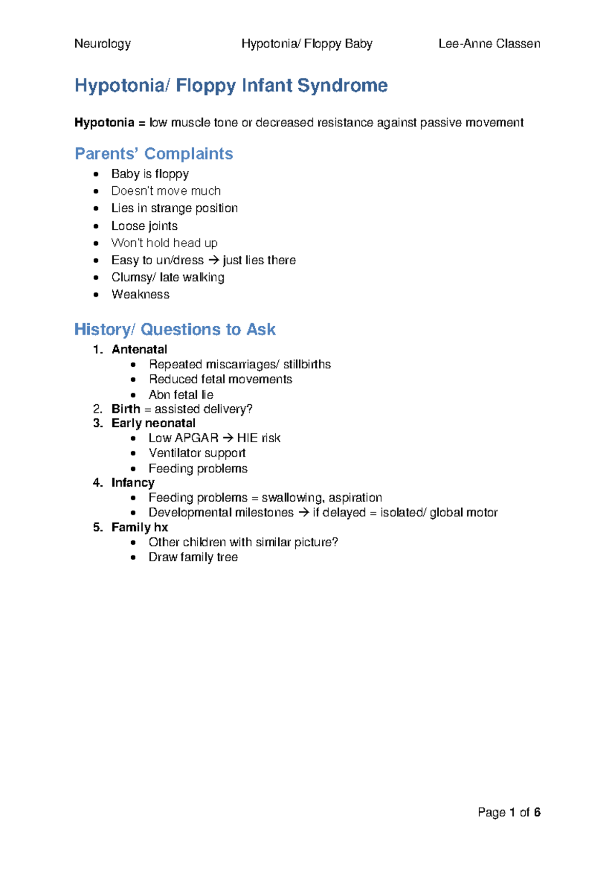 Hypotonia - fgdfsd - Hypotonia/ Floppy Infant Syndrome Hypotonia = low ...