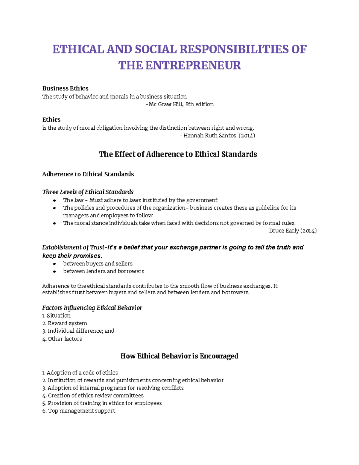 Reviewer in Entrep Behavior - ETHICAL AND SOCIAL RESPONSIBILITIES OF ...