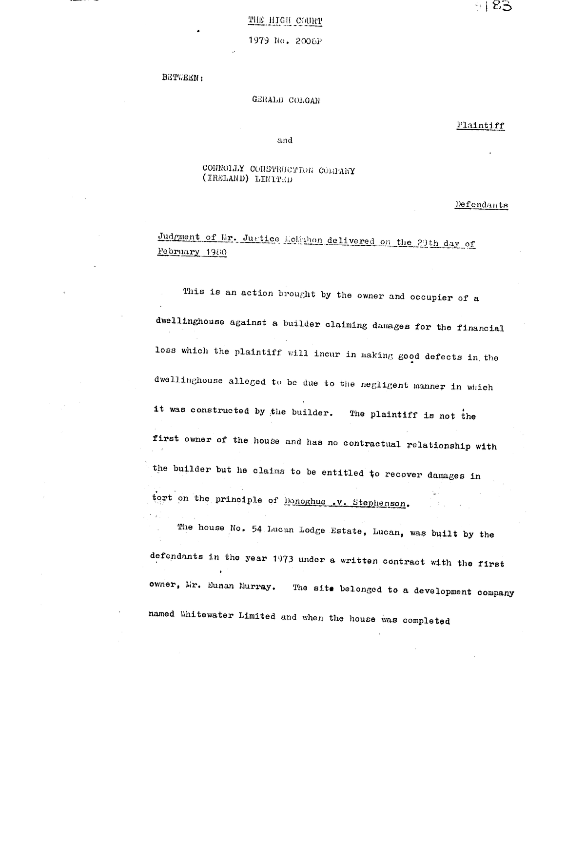 Colgan v connolly construction colgan v connolly constructio ...