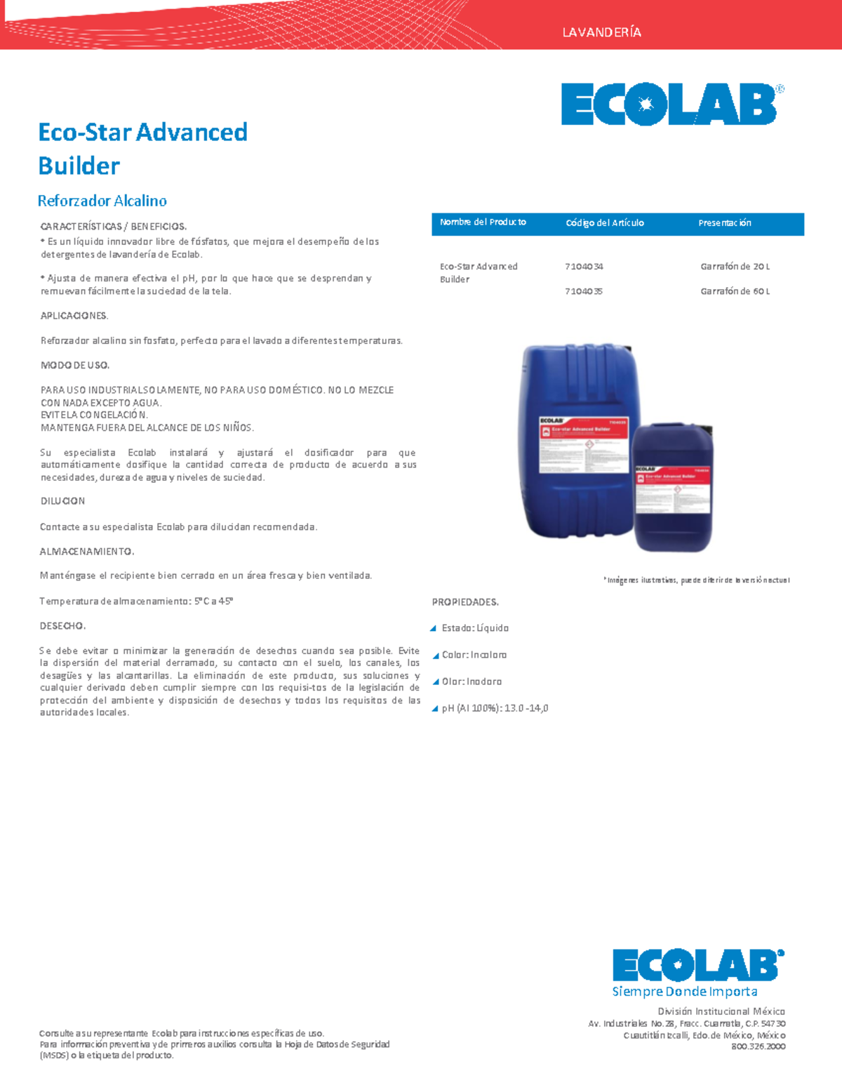 Eco-Star Advanced Builder - HT - LAVANDERÍA Eco-Star Advanced Builder Reforzador Alcalino - Studocu