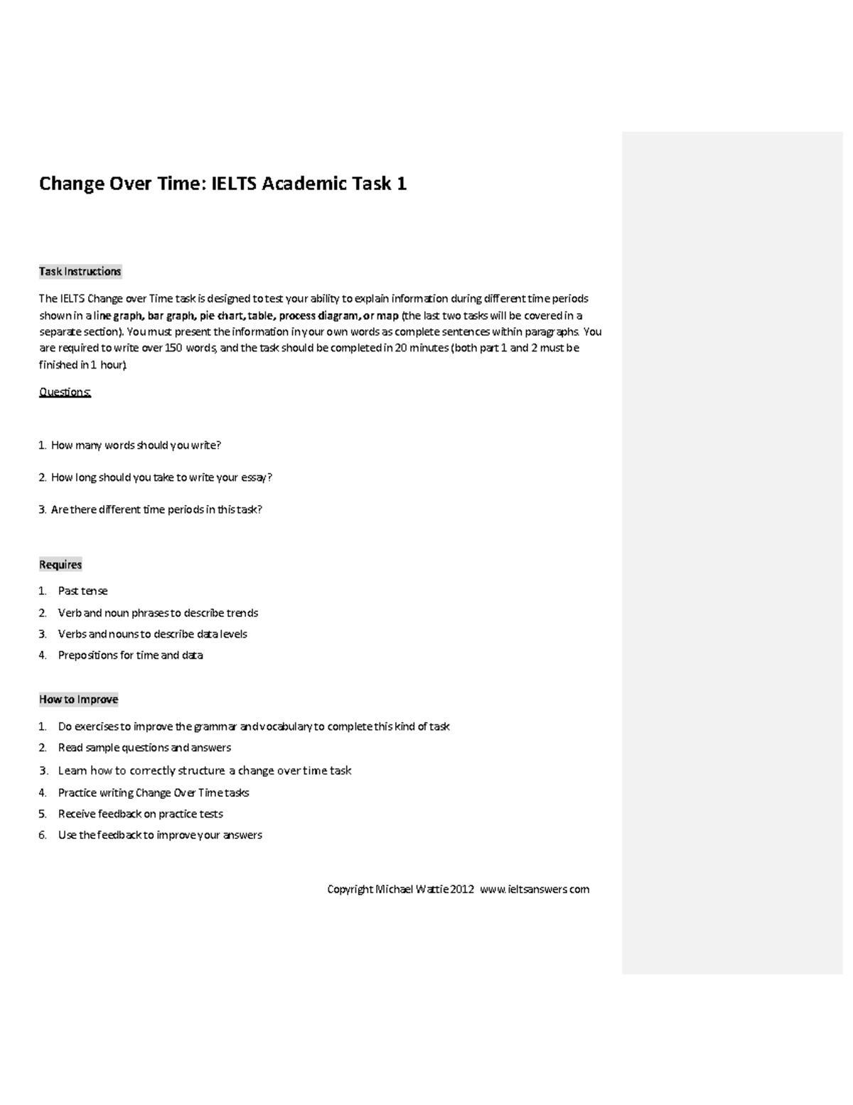 Ielts Change over time free handout - Change Over Time: IELTS Academic ...