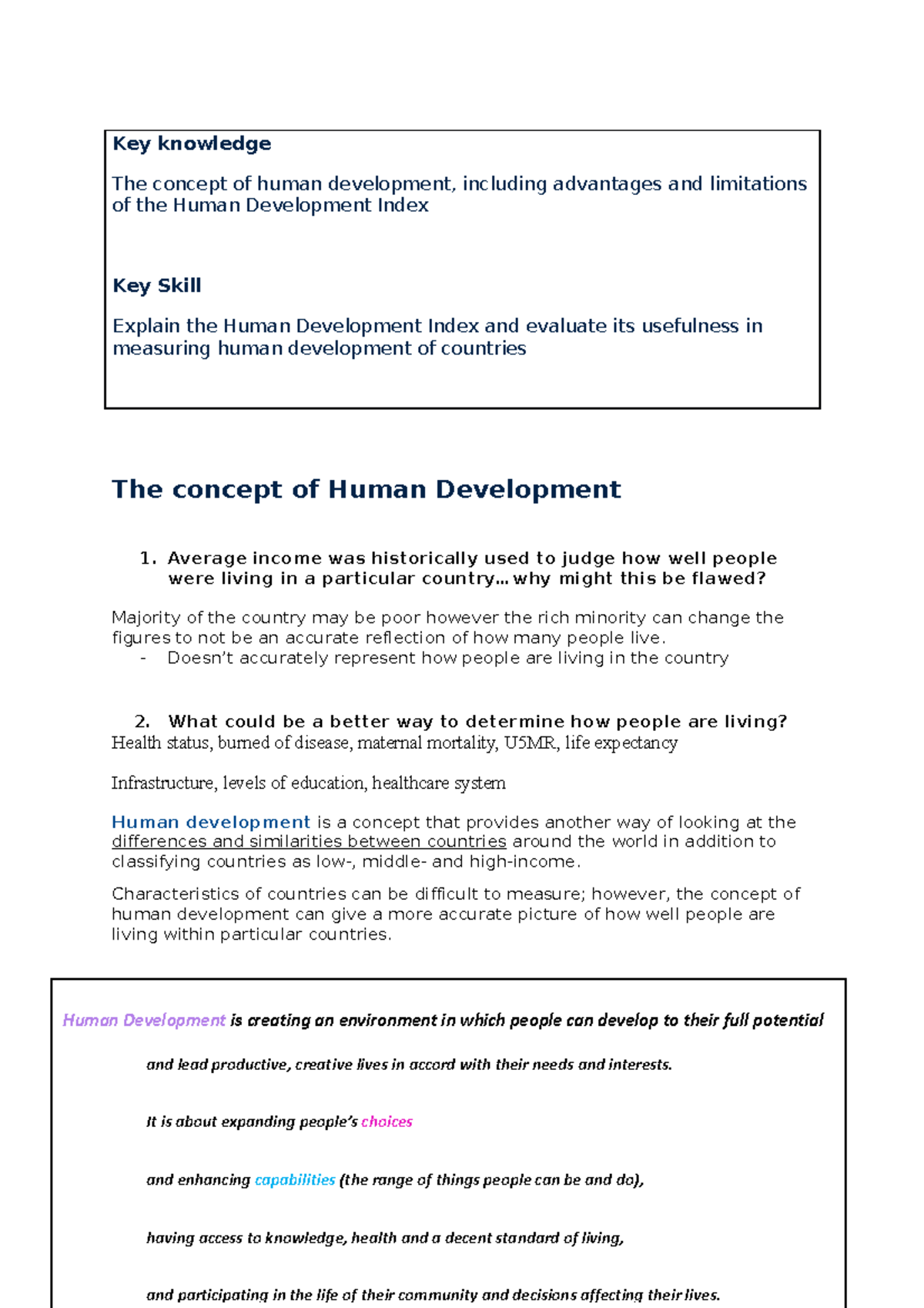 KK5 Human Development Workbook 2021 - Key knowledge The concept of ...