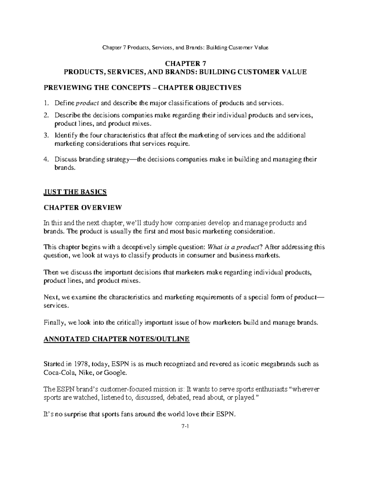 Chapter 7 notes PDF - jbjbn - Chapter 7 Products, Services, and Brands ...