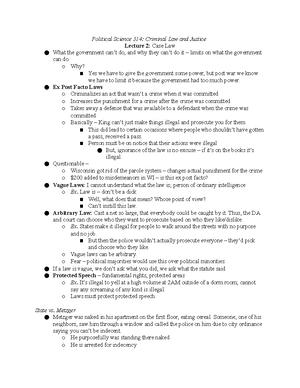 Poli Sci 314- Part II - Summary Criminal Law And Justice - Political ...