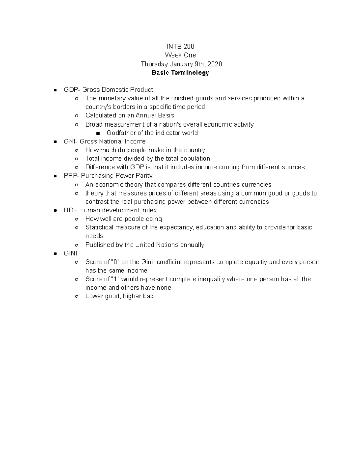 Basic Terminology - INTB 200 Week One Thursday January 9th, 2020 Basic ...