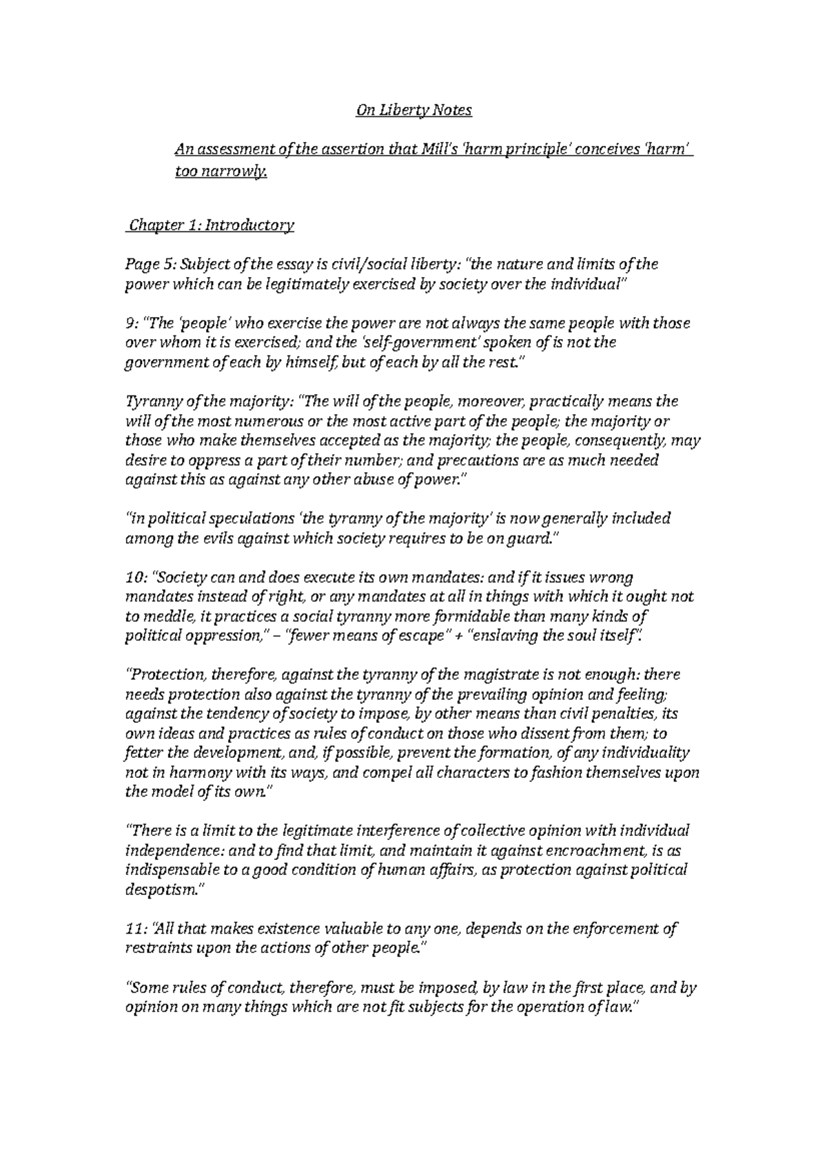On Liberty Notes - Extensive summary - On Liberty Notes An assessment ...