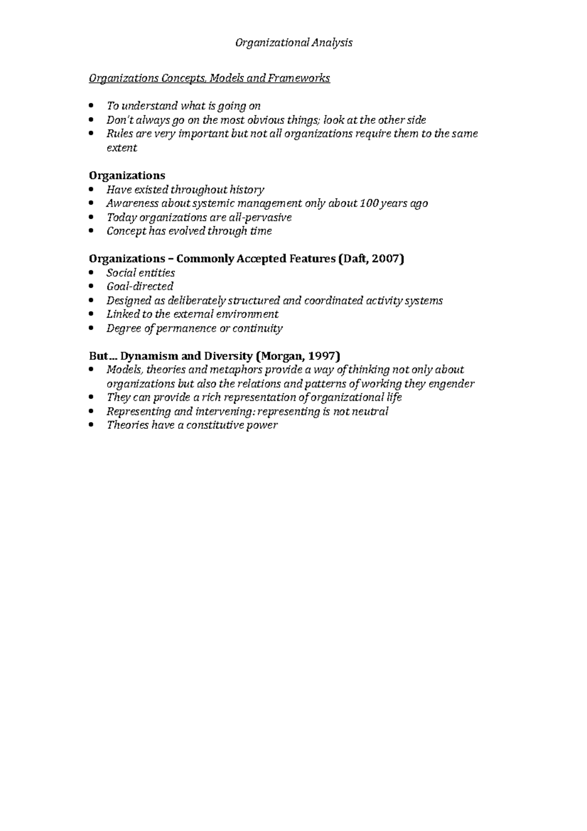 1. Organizations Concepts, Models and Frameworks - Organizational ...